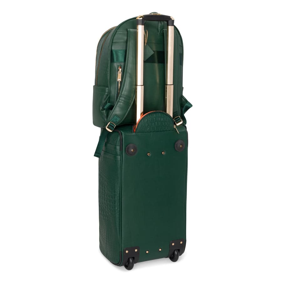 Emerald Green Apollo 2 Faux Crocodile Skin Backpack & Rolling Duffle B ...