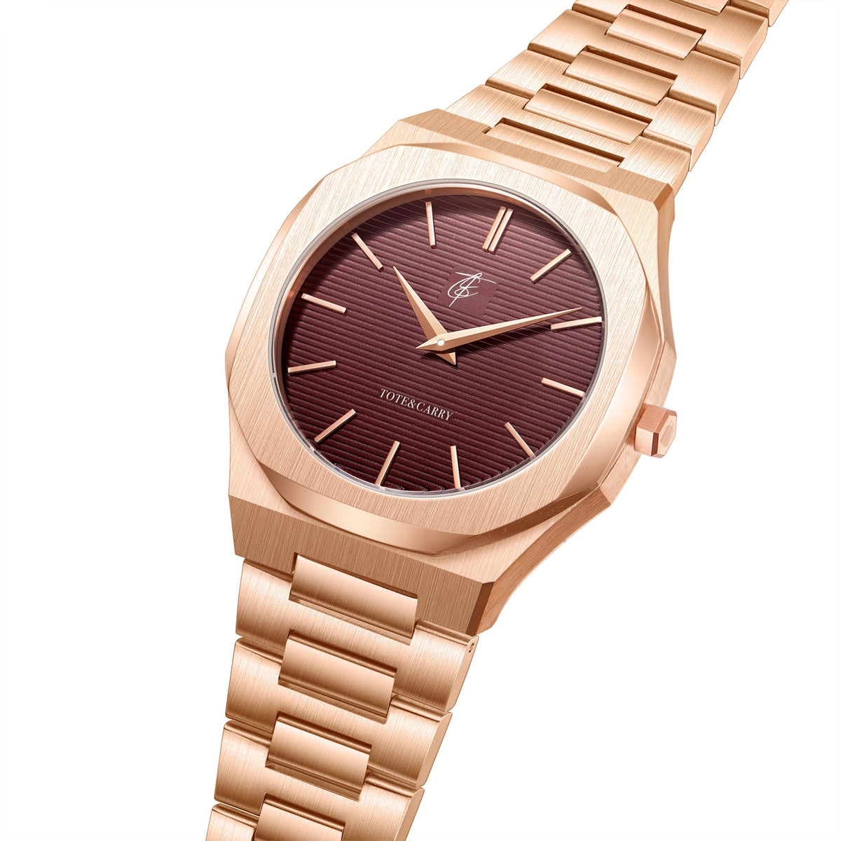 Burgundy Face Rose Gold Watch - Tote&Carry